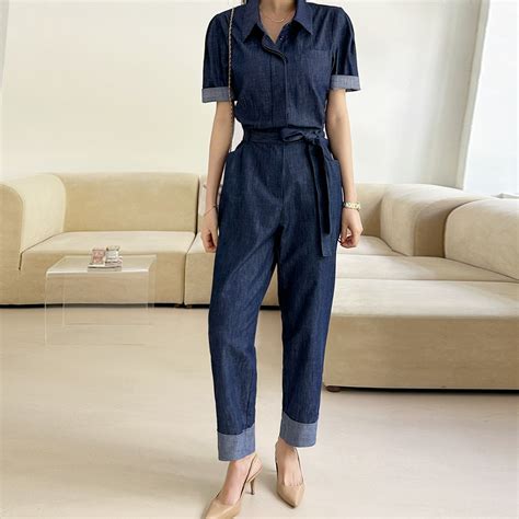 퀸잇 포터블 코튼 데님 점프슈트