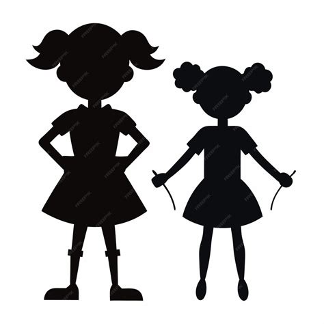 Girl Playing Sihlouette Premium Ai Generated Vector