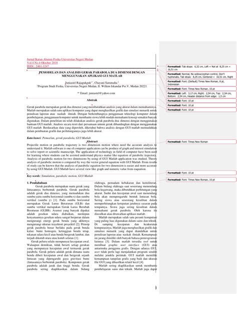 PDF PEMODELAN DAN ANALISIS GERAK PARABOLA DUA DIMENSI DENGAN MENGGUNAKAN APLIKASI GUI MATLAB