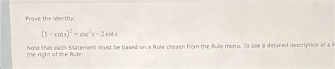 Solved Prove The Identity Cotx Csc X CotxNote That Chegg