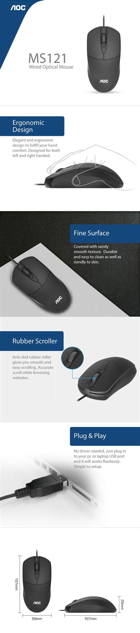 AOC MS Wired Mouse Jopanda