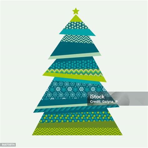 귀여운 전통적인 조각 개념 크리스마스 트리 패턴입니다 크리스마스 섬유 벡터 일러스트입니다 초대 헤더 카드 포스터의 반복 모티브 크리스마스 트리에 대한 스톡 벡터 아트 및