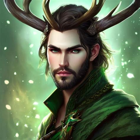 Beautiful Man With Deer Antlers Short Beard High F