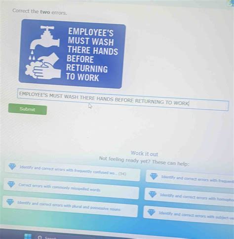 Solved Correct The Two Errors EMPLOYEE S MUST WASH THERE HANDS BEFORE