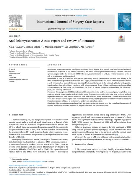 Pdf Anal Leiomyosarcoma A Case Report And Review Of Literature