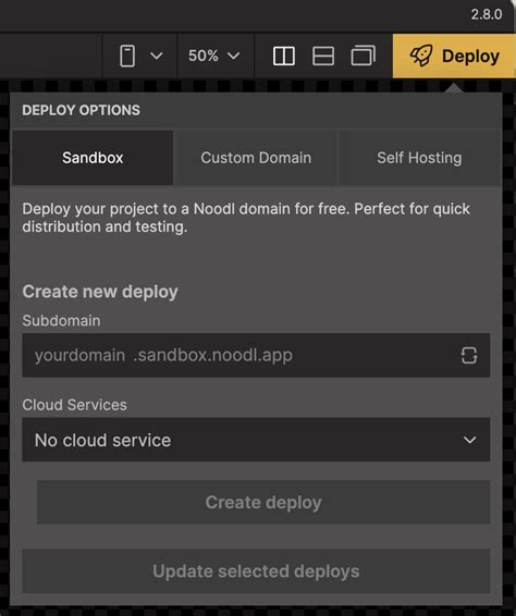 Deploy An App On The Sandbox Domain Noodl