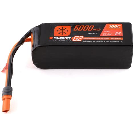 Spektrum RC 6S Smart G2 LiPo 100C Battery Pack 22 2V 5000mAh W IC5