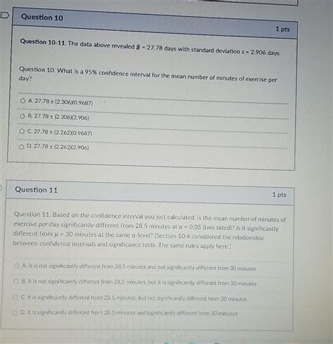 Question 10 1 Pts Question 10 11 The Data Above