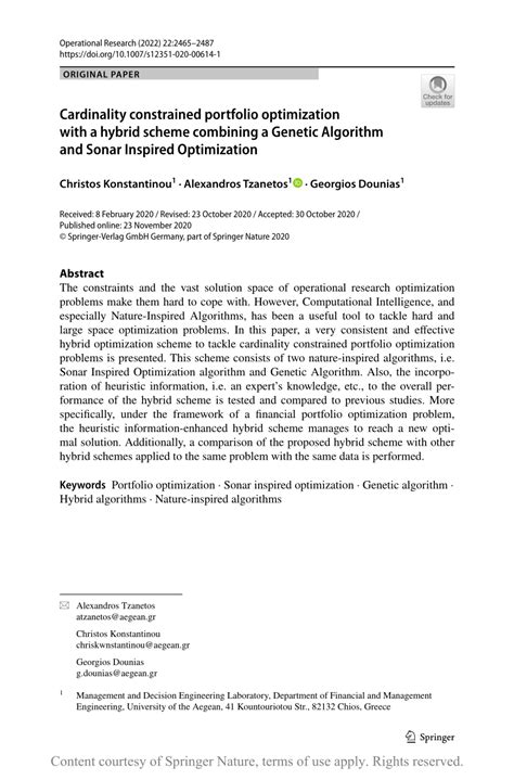 Cardinality Constrained Portfolio Optimization With A Hybrid Scheme