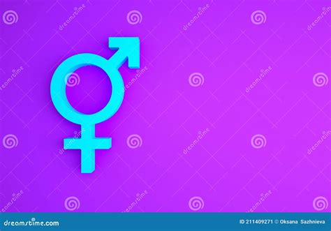 Blue Gender Icon Isolated On Purple Background Symbols Of Men And Women Sex Symbol Minimalism