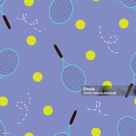 만화 스타일의 테니스 라켓과 공이 있는 벡터 원활한 패턴 벡터 테니스 배경 Badminton Tournament에 대한 스톡 벡터 아트 및 기타 이미지 Badminton