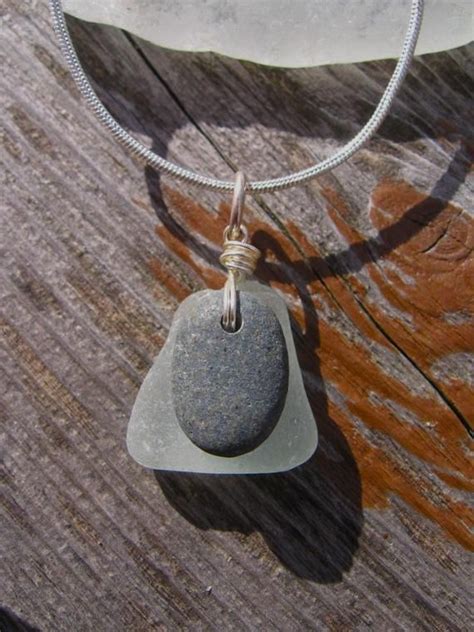 Sweet Lake Superior Beach Glass And Zen Stone Pendant Necklace Etsy