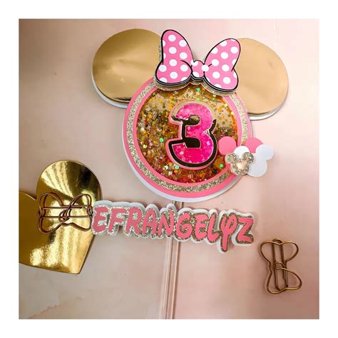 Minnie Mouse Pink Cake Topper Custom Shaker Topper For Birthday Girl