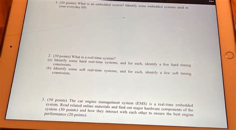 Solved Points What Is An Embedded System Identify Chegg