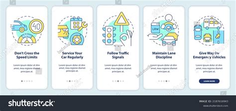 Common Driving Safety Rules Onboarding Mobile Stock Vector Royalty Free 2187616943 Shutterstock