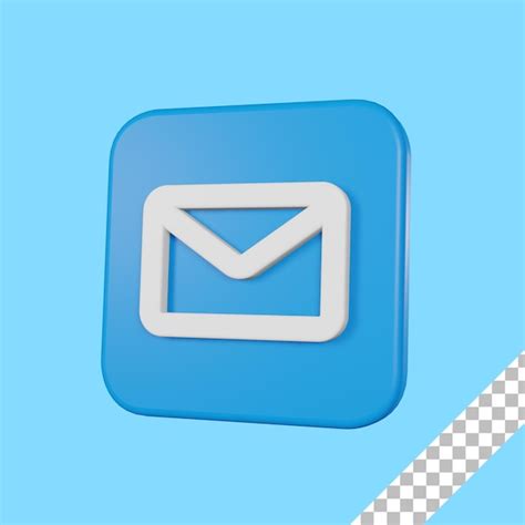 3d 렌더링 투명 배경을 가진 파란색 메일 아이콘 프리미엄 Psd 파일