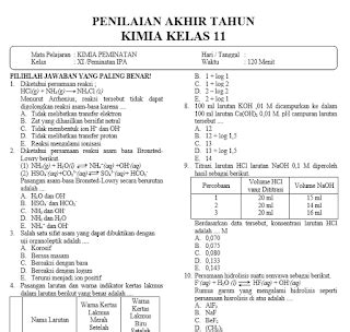 17 Soal Uts Kimia Kelas 11 Semester 2 Kurikulum 2013 Contoh Soal Dan