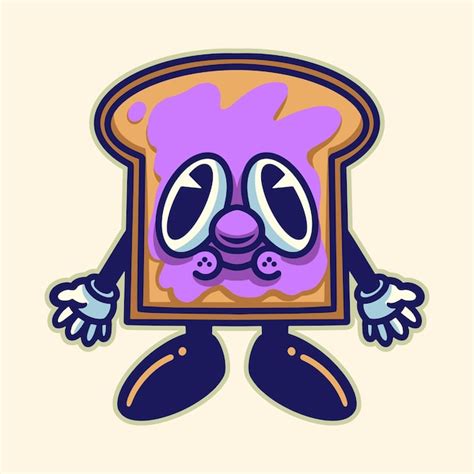 Premium Vector Art Style Jam Bread Character
