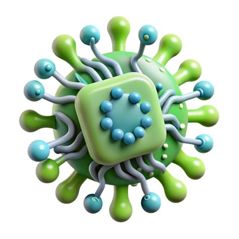 3d Render Of A Stylized Virus Particle Green And Blue Abstract Microbe Illustration 55921091 Png