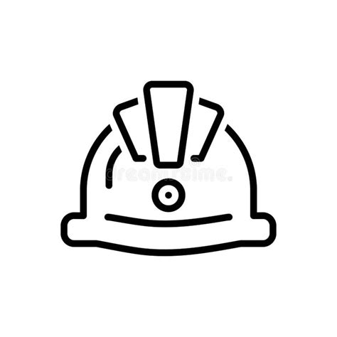 Black Line Icon For Construction Hat Construction And Safety Stock