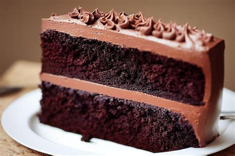 Cortar Un Trozo De Pastel De Chocolate Casero Aireado Con Crema Foto