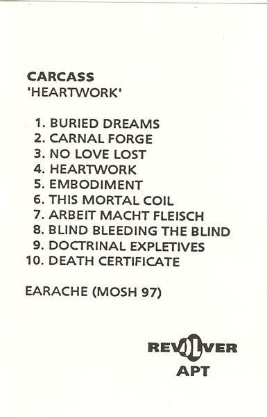 Carcass Heartwork 1993 Cassette Discogs