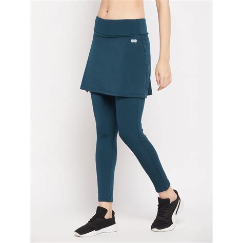 Buy Clovia Snug Fit High Rise Active Skirt With Attached Tights In Teal