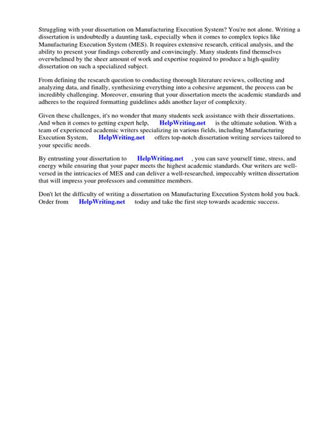Dissertation Manufacturing Execution System Pdf Enterprise Resource