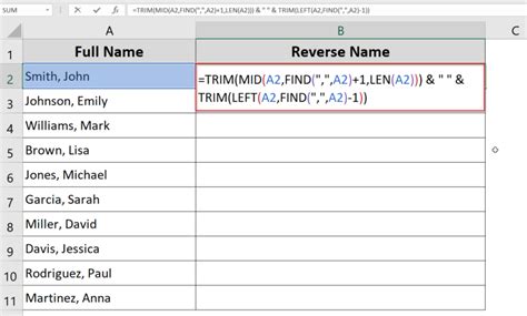 How To Reverse Names In Excel 3 Quick Methods Excel Insider