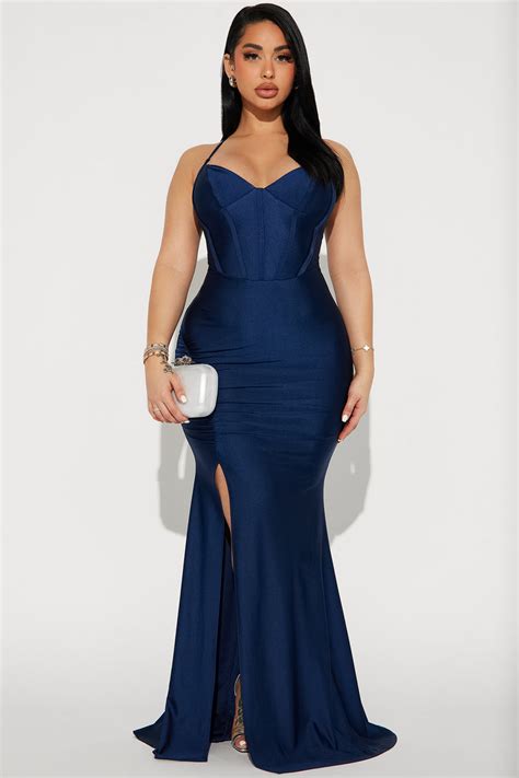 Angelina Corset Gown Navy Fashion Nova Dresses Fashion Nova