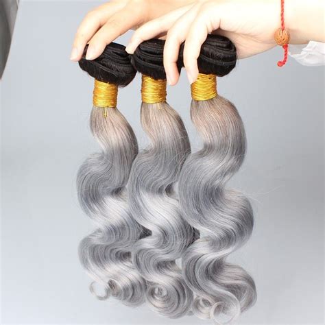 Best Selling Silver Grey Ombre Human Hair Extensions Ombre Gray