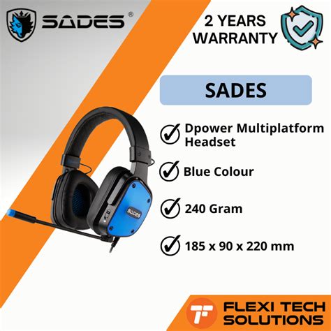 Sades Dpower Multiplatform Video Gaming Headset Lightweight Design Blue