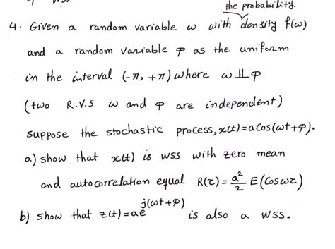 Solved The Probability 4 Given A Random Variable W With Chegg Com