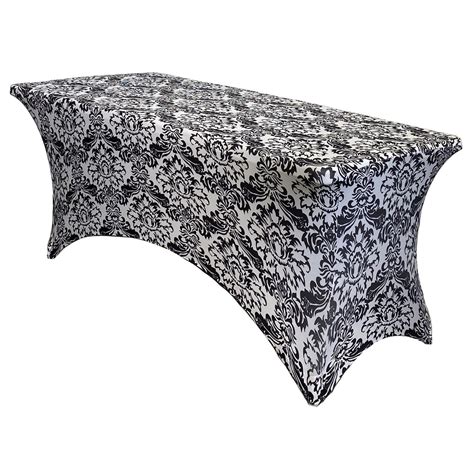 Stretch Spandex 8 Ft Rectangular Table Cover Damask Bridal Tablecloth