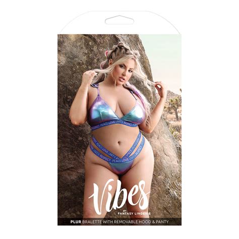 Fantasy Lingerie Vibes Plur Holographic Bralette With Removable Hood