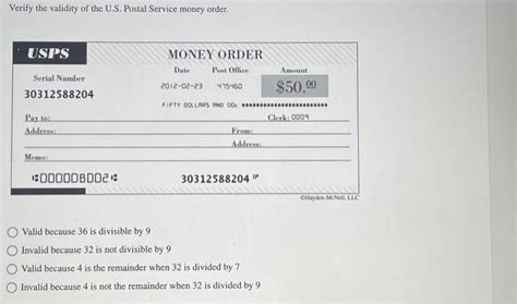 Solved Verify The Validity Of The U S Postal Service Money