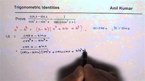 Trigonometric Identity Ratio With Difference Of Cubes Youtube