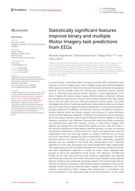 Pdf Statistically Significant Features Improve Binary And Multiple