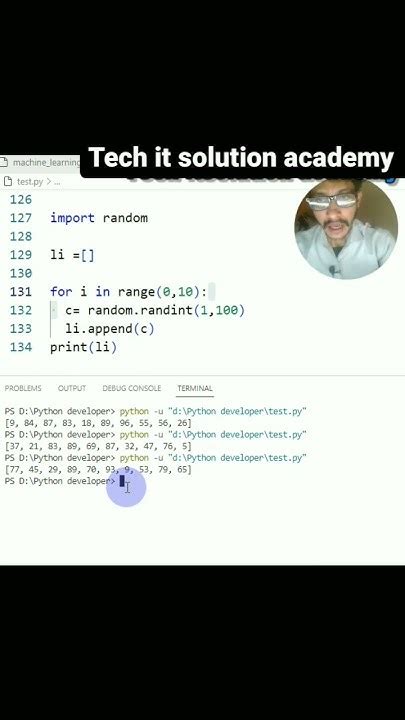 Python Random Number Store In List Python Pythondeveloper