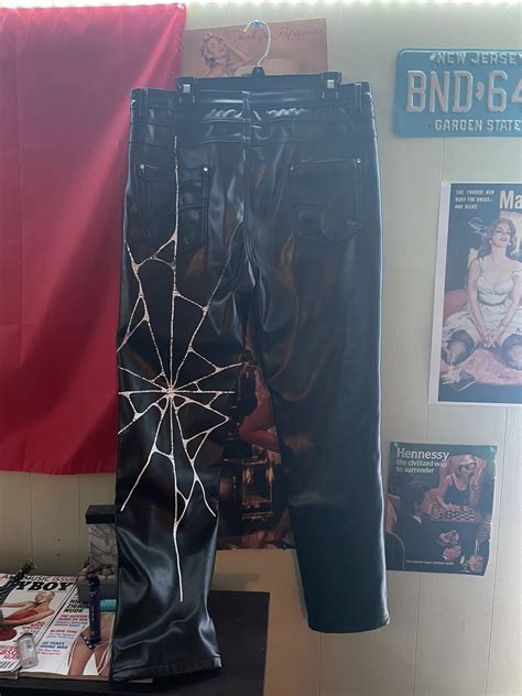 Archival Clothing Black Leather Spider Web Denim As Seen On Sofaygo