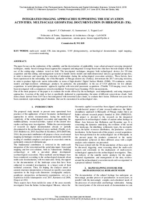 Pdf Integrated Imaging Approaches Supporting The Excavation