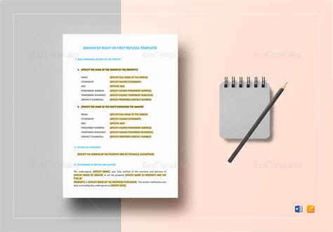 Waiver Of Right Of First Refusal Template