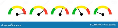 Speedometer Gauge Meter Icons Vector Scale Level Of Performance Speed Indicator Stock Vector