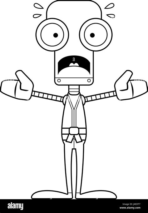 A Cartoon Karate Robot Looking Scared Stock Vector Image And Art Alamy