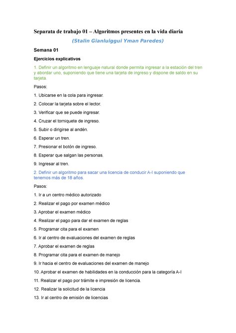 Semana 1 Principio De Algoritmos Separata De Trabajo 01 Algoritmos Semana 1 Principio De Algoritmos Separata De Trabajo 01 Algoritmos