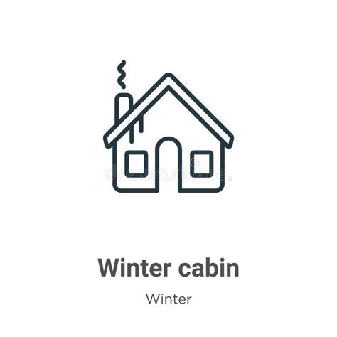 Winter Cabin Outline Vector Icon Thin Line Black Winter Cabin Icon