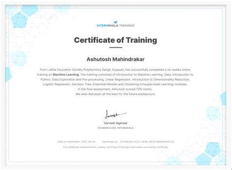Completed A Six Week Online Course On Machine Learning Ashutosh