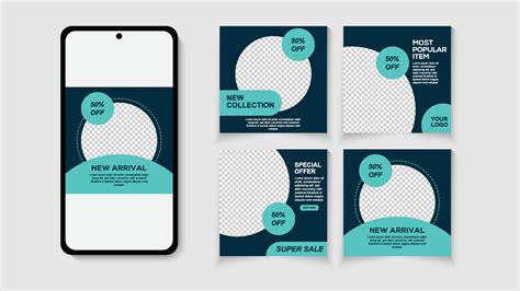 Set Of Social Media Post Flash Sale Background With Stripe Line Shape