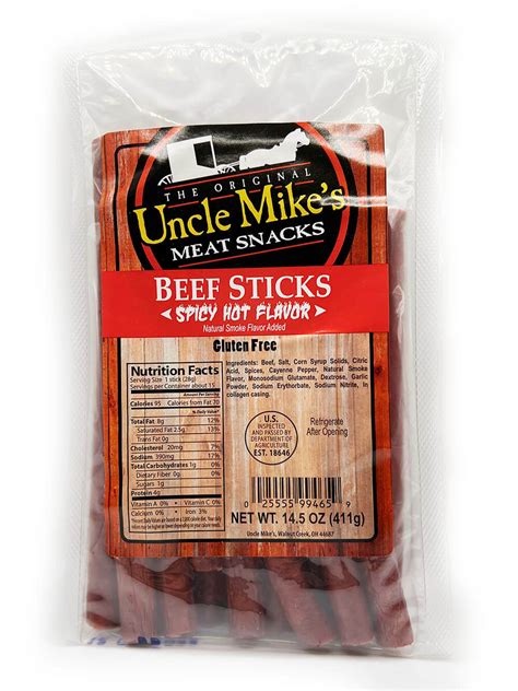 Beef Stick Uncle Mikes Spicy Hot 145 Oz Pkg Touch Of Amish