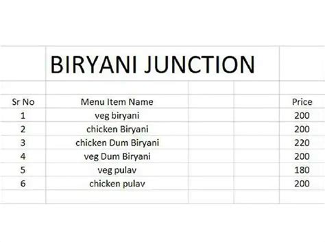 Menu Of Biryani Junction Wagle Estate Thane West Thane